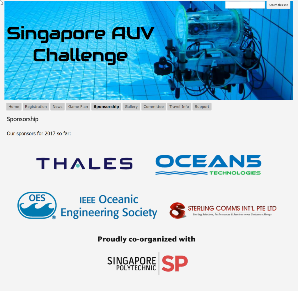 Singapore AUV Challenge 2017. | Ocean 5 Technologies